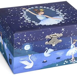 Jewelkeeper Girl's Musical Jewelry Storage Box with Spinning Ballerina, Glitter Design, Swan Lake Tune