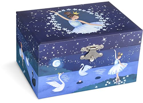 Jewelkeeper Girl's Musical Jewelry Storage Box with Spinning Ballerina, Glitter Design, Swan Lake Tune