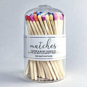 banter & bliss modern matchstick bottle with striker · 100 long rainbow safety matches