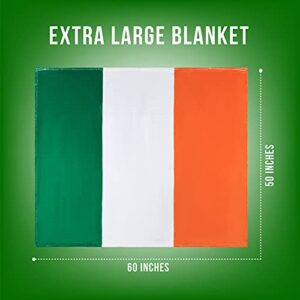 Irish Flag Throw Blanket, Super-Soft Extra-Large Ireland Flag Blanket for Men, Women, Teens and Children, Fleece Irish National Flag Blanket (50in x 60in) Warm and Cozy Throw for Events, Décor or Bed