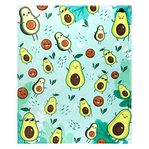 Avocado Throw Blanket, Adorable Super-Soft Extra-Large Fluffy Avocado Blanket for Adults, Kids, Boys and Girls, Fleece Cute Avocado Blanket (50 in x 60 in) Warm and Cozy Throw for Bed, Crib or Couch