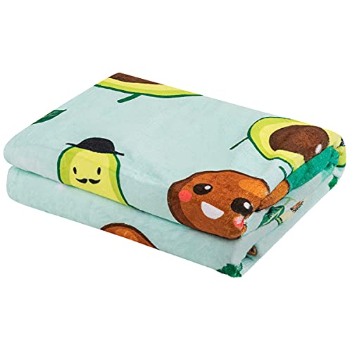 Avocado Throw Blanket, Adorable Super-Soft Extra-Large Fluffy Avocado Blanket for Adults, Kids, Boys and Girls, Fleece Cute Avocado Blanket (50 in x 60 in) Warm and Cozy Throw for Bed, Crib or Couch