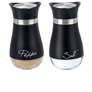 refillable salt and pepper shakers set, (crazystorey) glass spice shakers seasoning container with air-tight stainless steel lid kitchen essential for home cooking camping bbq, set of 2