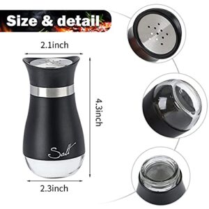 Refillable Salt and Pepper Shakers Set, (Crazystorey) Glass Spice Shakers Seasoning Container with Air-Tight Stainless Steel Lid Kitchen Essential for Home Cooking Camping BBQ, Set of 2