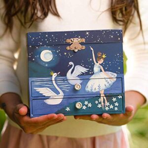 Jewelkeeper Ballerina Musical Jewelry Box with 2 Pullout Drawers, Glitter Design, Swan Lake Tune