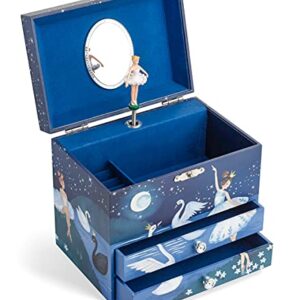 Jewelkeeper Ballerina Musical Jewelry Box with 2 Pullout Drawers, Glitter Design, Swan Lake Tune