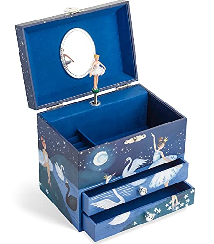 Jewelkeeper Ballerina Musical Jewelry Box with 2 Pullout Drawers, Glitter Design, Swan Lake Tune