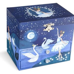 Jewelkeeper Ballerina Musical Jewelry Box with 2 Pullout Drawers, Glitter Design, Swan Lake Tune