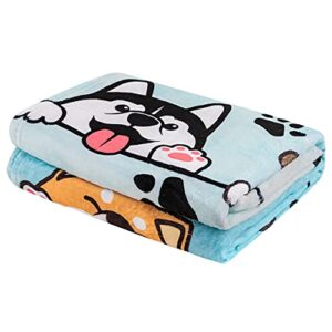 Dog Throw Blanket, Super-Soft Adorable Extra-Large Puppy Blanket for Women, Men, Teens, Kids, Dogs and Dog Lovers, Fleece Dog Print Blanket (50in x 60in) Warm and Cozy Throw for Bed Couch or Sofa