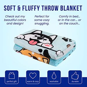 Dog Throw Blanket, Super-Soft Adorable Extra-Large Puppy Blanket for Women, Men, Teens, Kids, Dogs and Dog Lovers, Fleece Dog Print Blanket (50in x 60in) Warm and Cozy Throw for Bed Couch or Sofa