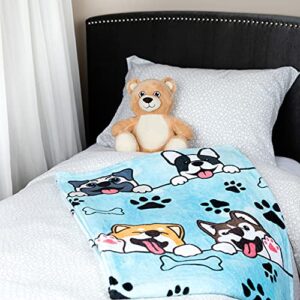 Dog Throw Blanket, Super-Soft Adorable Extra-Large Puppy Blanket for Women, Men, Teens, Kids, Dogs and Dog Lovers, Fleece Dog Print Blanket (50in x 60in) Warm and Cozy Throw for Bed Couch or Sofa