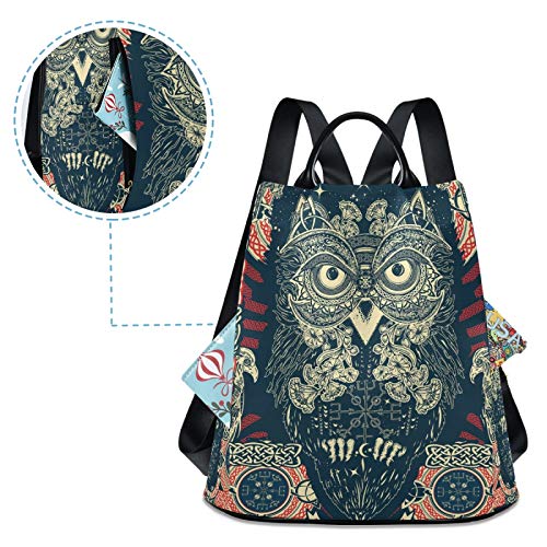 ALAZA Celtic Owl Print Ethnic Boho Backpack Purse for Women Anti Theft Fashion Back Pack Shoulder Bag