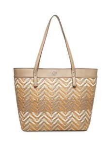 anne klein womens e/w anne klein multi woven e w tote, neutral truffle, large us