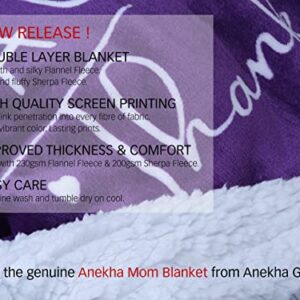 Anekha Mom Blanket – Double Layer Sherpa Fleece – Soft Fluffy Throw, Quality Print – 'Thank You Mom, I Love You' – from Daughter, Son – Gift Birthday, Mother's Day, Christmas, etc. (Twilight Purple)