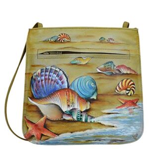 anuschka women’s hand painted slim crossbody with front zip – gift of the sea