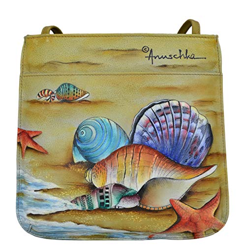 Anuschka Women's Hand Painted Slim Crossbody With Front Zip - Gift of the Sea