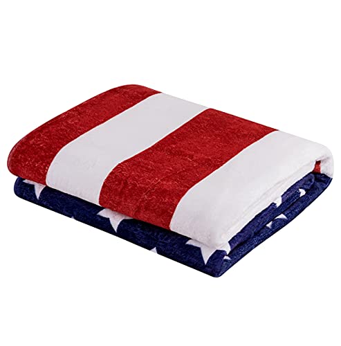 American Flag Throw Blanket, Extra-Large USA Flag Blanket for Patriotic, Men Women and Children, Fleece US Flag Throw Blanket (50in x 60in) July 4th Picnics, Warm and Cozy for Bed Traveling or Couch