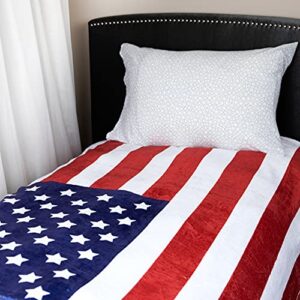 American Flag Throw Blanket, Extra-Large USA Flag Blanket for Patriotic, Men Women and Children, Fleece US Flag Throw Blanket (50in x 60in) July 4th Picnics, Warm and Cozy for Bed Traveling or Couch