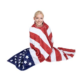 American Flag Throw Blanket, Extra-Large USA Flag Blanket for Patriotic, Men Women and Children, Fleece US Flag Throw Blanket (50in x 60in) July 4th Picnics, Warm and Cozy for Bed Traveling or Couch