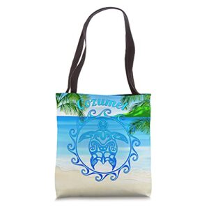 tribal maori polynesian sea turtle cozumel mexico vacation tote bag