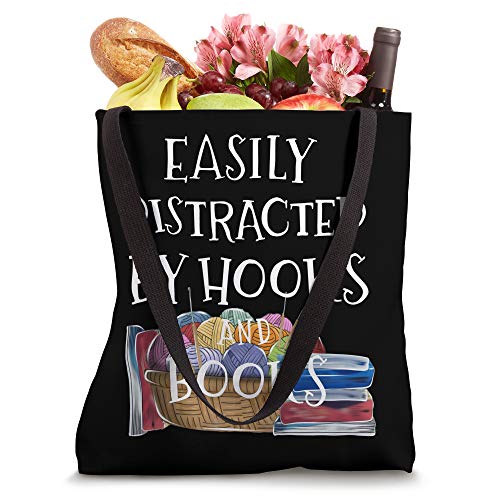 Crochet Funny Gifts Easily Distracted By Hooks Books Lovers Tote Bag