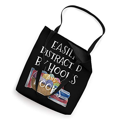 Crochet Funny Gifts Easily Distracted By Hooks Books Lovers Tote Bag