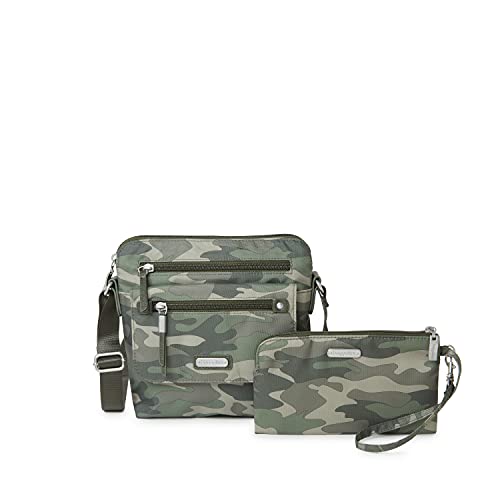 Baggallini womens Escape Crossbody with RFID phone wristlet, Olive Camo, One Size US