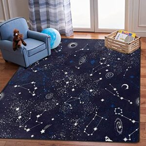 alalal star sky area rug, space ​galaxy rug, constellation rugs for living room rug carpet for bedroom 5’x7′ (80 x 58 inch) blue