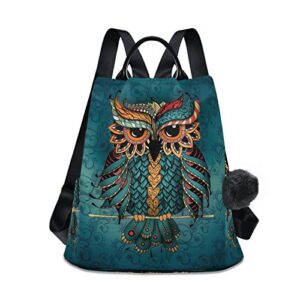 alaza owl print ethnic backpack purse for women anti theft fashion back pack shoulder bag