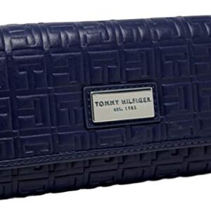 Tommy Hilfiger Women's Navy Blue Logo Debossed Checkbook Wallet Clutch Bag