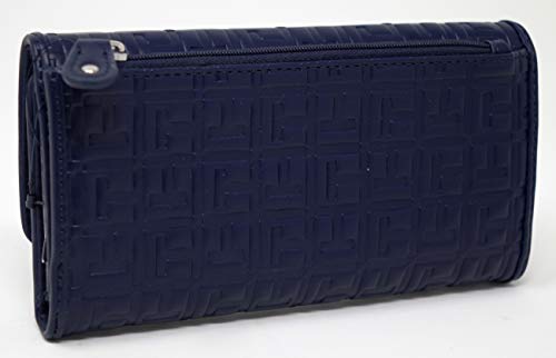 Tommy Hilfiger Women's Navy Blue Logo Debossed Checkbook Wallet Clutch Bag