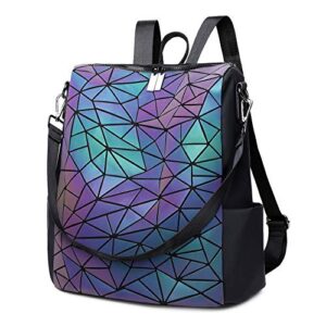 geometric backpack luminous backpacks holographic reflective bag lumikay bags irredescent large rainbow purses wallet set b2