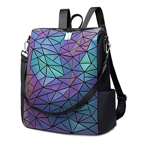 Geometric Backpack Luminous Backpacks Holographic Reflective Bag Lumikay Bags Irredescent Large Rainbow Purses Wallet Set B2