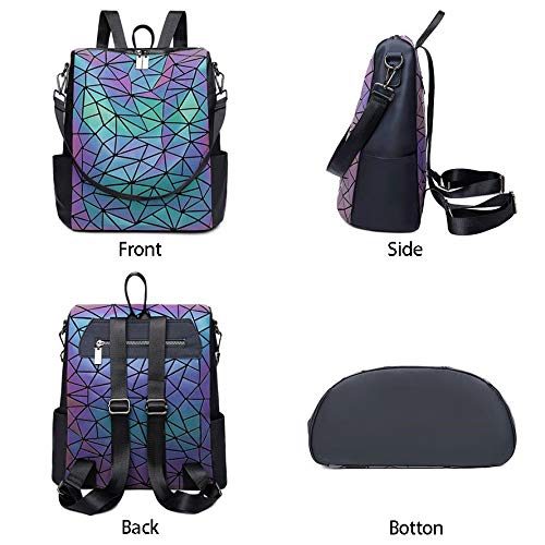 Geometric Backpack Luminous Backpacks Holographic Reflective Bag Lumikay Bags Irredescent Large Rainbow Purses Wallet Set B2