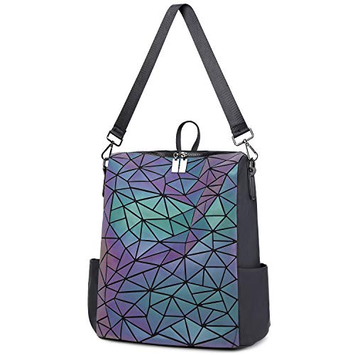 Geometric Backpack Luminous Backpacks Holographic Reflective Bag Lumikay Bags Irredescent Large Rainbow Purses Wallet Set B2