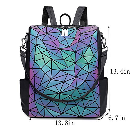 Geometric Backpack Luminous Backpacks Holographic Reflective Bag Lumikay Bags Irredescent Large Rainbow Purses Wallet Set B2