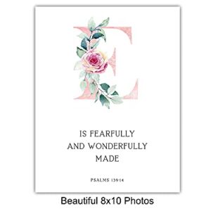 Religious Art & Wall Decor - She Is Clothed With Strength And Dignity - Fearfully And Wonderfully Made - She Is More Precious Than Jewels - Proverbs 31 -Psalm 139 Wall Art - Christian Gifts for Women