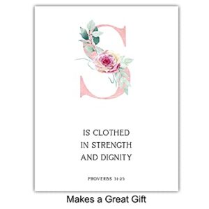 Religious Art & Wall Decor - She Is Clothed With Strength And Dignity - Fearfully And Wonderfully Made - She Is More Precious Than Jewels - Proverbs 31 -Psalm 139 Wall Art - Christian Gifts for Women