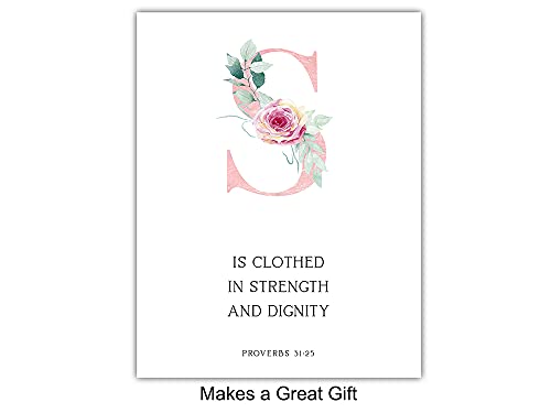 Religious Art & Wall Decor - She Is Clothed With Strength And Dignity - Fearfully And Wonderfully Made - She Is More Precious Than Jewels - Proverbs 31 -Psalm 139 Wall Art - Christian Gifts for Women