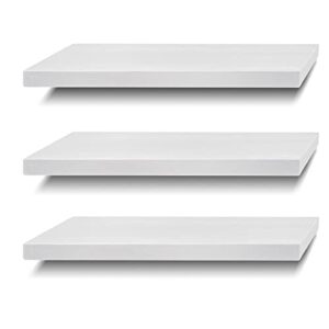 saumonieres floating shelves wall shelf solid wood for bathroom bedroom kitchen wall decor set of 3, white wall shelves