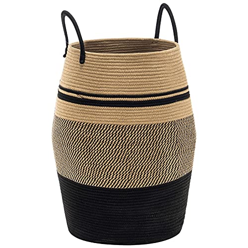 YOUDENOVA 105L Extra Large Woven Laundry Hamper Basket with Heavy Duty Cotton Rope Handles for Clothes and Toys in Bedroom, Nursery Room, Bathroom, Jute