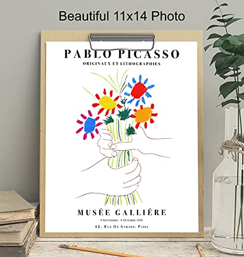 Pablo Picasso Wall Art & Decor - LARGE 11x14 - Pablo Picasso Poster Prints - Mid Century Modern Minimalist Abstract Aesthetic Room Decor - Gallery Wall Art - Bouquet of Peace - Flowers - Museum Poster