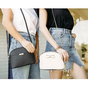 Emperia Ava Small Cute Saffiano Faux Leather Dome Crossbody Bags Shoulder Bag Purse Handbags for Women Black