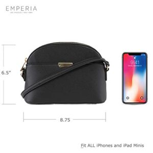 Emperia Ava Small Cute Saffiano Faux Leather Dome Crossbody Bags Shoulder Bag Purse Handbags for Women Black