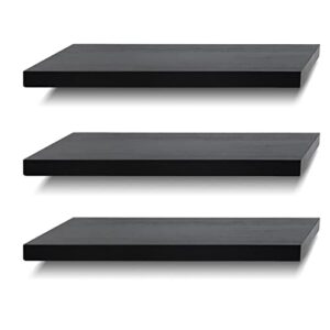 saumonieres floating shelves wall shelf solid wood for bathroom bedroom kitchen wall decor set of 3, black wall shelves