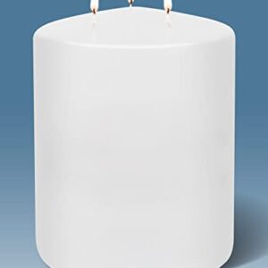 HYOOLA White Three Wick Large Candle - 6 x 8 Inch - Unscented Big Pillar Candles - 188 Hour - European Made