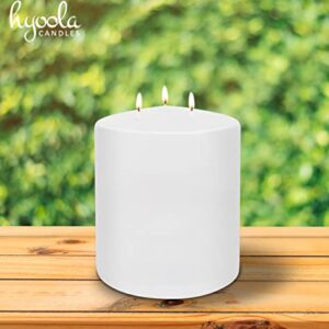 HYOOLA White Three Wick Large Candle - 6 x 8 Inch - Unscented Big Pillar Candles - 188 Hour - European Made