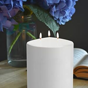 HYOOLA White Three Wick Large Candle - 6 x 8 Inch - Unscented Big Pillar Candles - 188 Hour - European Made