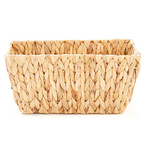 Americanflat Natural Set of 2 Rectangular Water Hyacinth Storage Baskets with Handles - Hand-Woven - Home Organizer Bins - Natural Water Hyacinth - Eco-Friendly