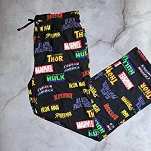 Marvel Classic Comic Logo Pajama Lounge Sleep Pants for Men (X-Large) Black